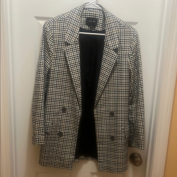 Love Tree | Jackets & Coats | Womens Black And White Checkered Coat ...